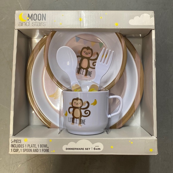 Dining | Baby Dinnerware Set Plate Bowl Fork Spoon New In Box Monkey ...